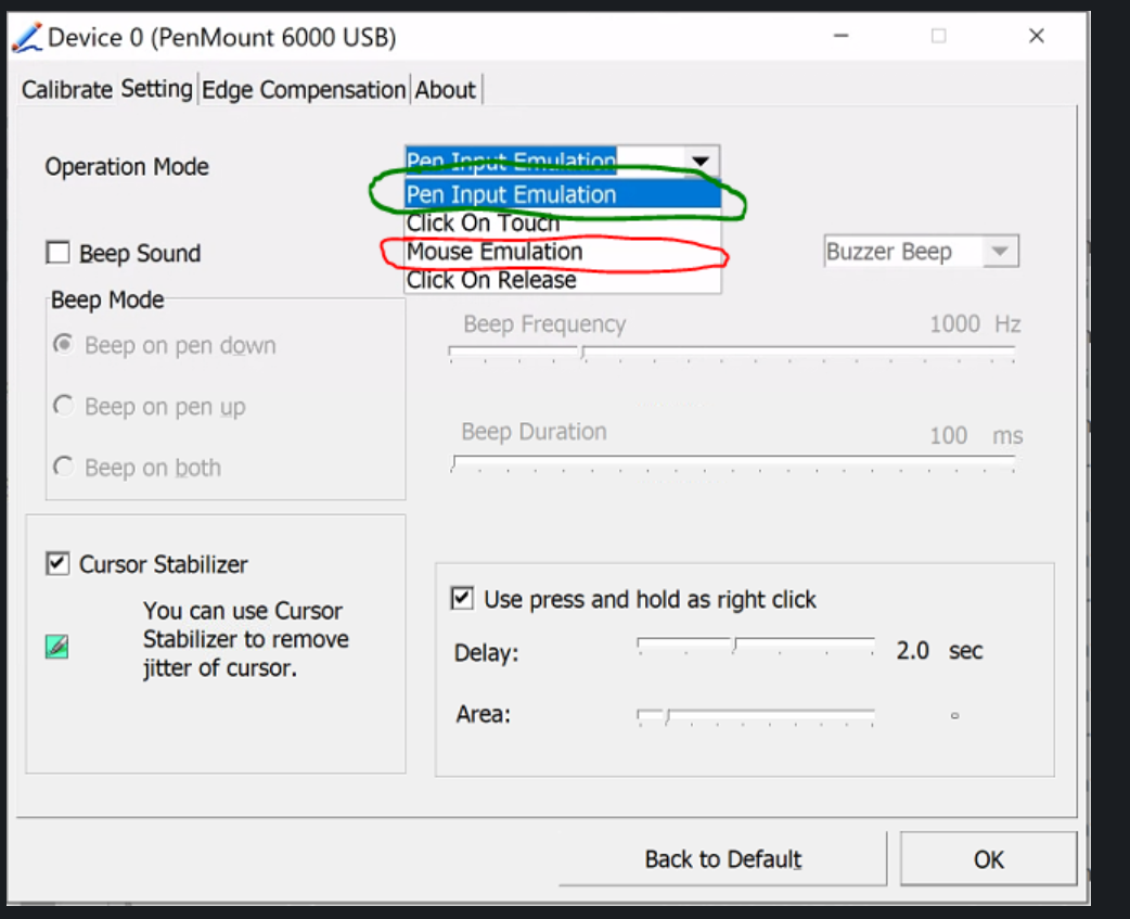 Touch Screen Setup for Legacy Devices